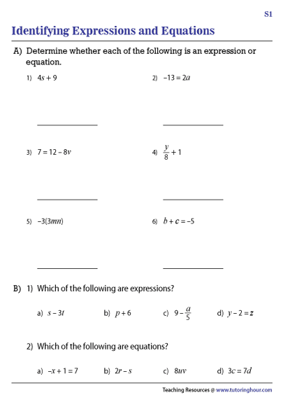 Expression And Equations Worksheet Tessshebaylo