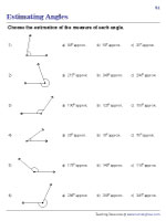 Estimating Angles Worksheets