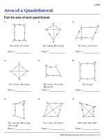 Area of Quadrilaterals Worksheets
