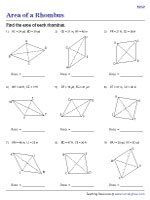 Area of a Rhombus Worksheets