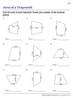 Area of Trapezoids Worksheets
