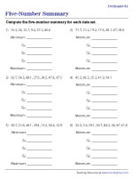 Five-Number Summary Worksheets