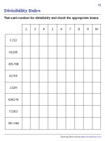 Divisibility Rules Worksheets