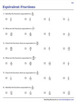 Equivalent Fractions Worksheets