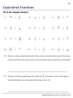 Equivalent Fractions Worksheets