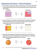 Equivalent Fractions Word Problems Worksheets