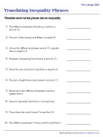 Translating Inequality Phrases Worksheets