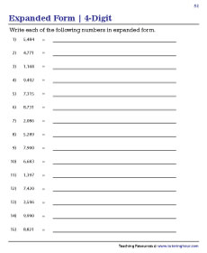Fourth Grade Math Worksheets