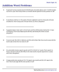 Fourth Grade Math Worksheets