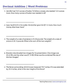 Fifth Grade Math Worksheets