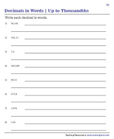 Fifth Grade Math Worksheets