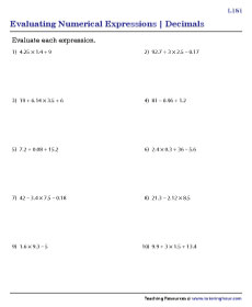 Fifth Grade Math Worksheets