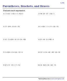 Fifth Grade Math Worksheets