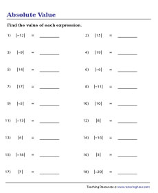 Sixth Grade Math Worksheets