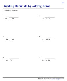 Sixth Grade Math Worksheets