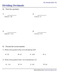 Sixth Grade Math Worksheets