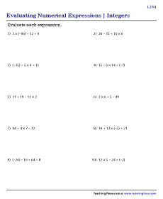 Seventh Grade Math Worksheets