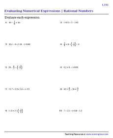 Seventh Grade Math Worksheets