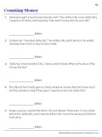 Counting U.S. Coins and Bills Worksheets