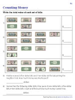Counting U.S. Coins and Bills Worksheets