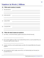 Writing Billions in Words Worksheets