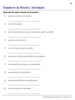 Decimals in Words Worksheets