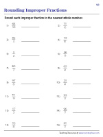 Rounding Fractions Worksheets