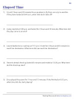 Elapsed Time Worksheets