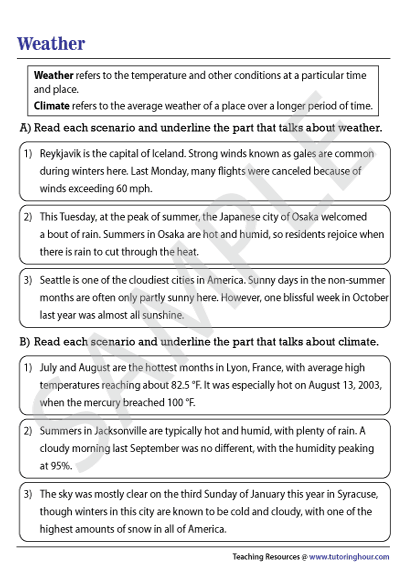 Weather and Climate Worksheet Weather and Climate Worksheet