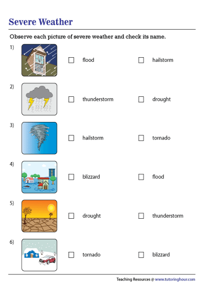 Severe Weather Worksheet