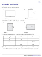 Area of a Rectangle Worksheets